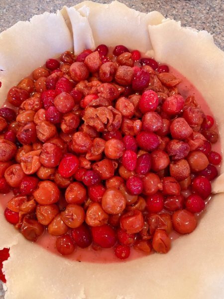 Pie filling for Cherry Cran-raspberry filling in pie crust. | Norine's Nest