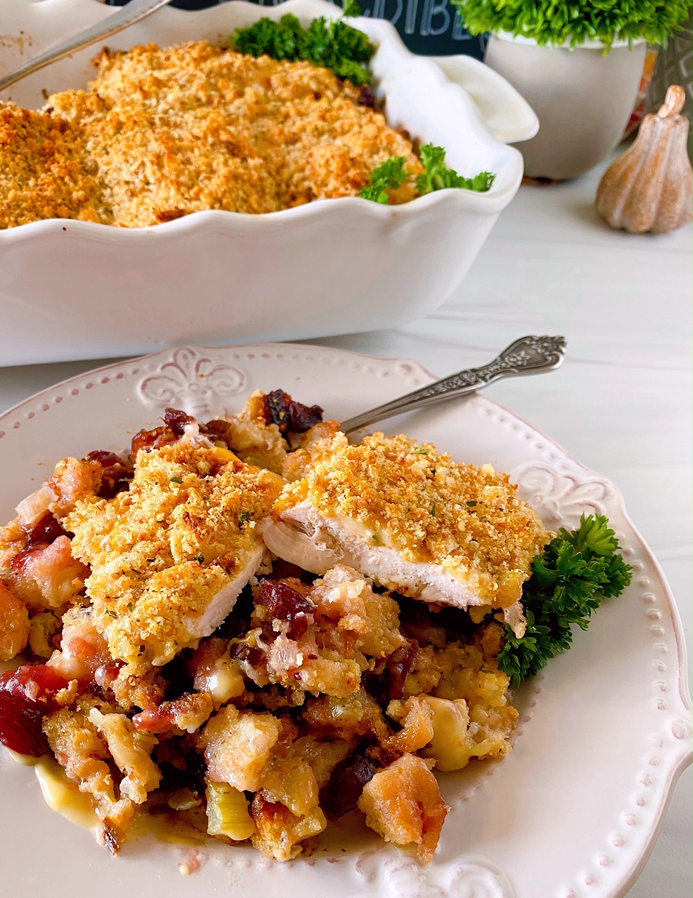 Turkey Cutlet Stuffing & Cranberry Casserole | Norine's Nest