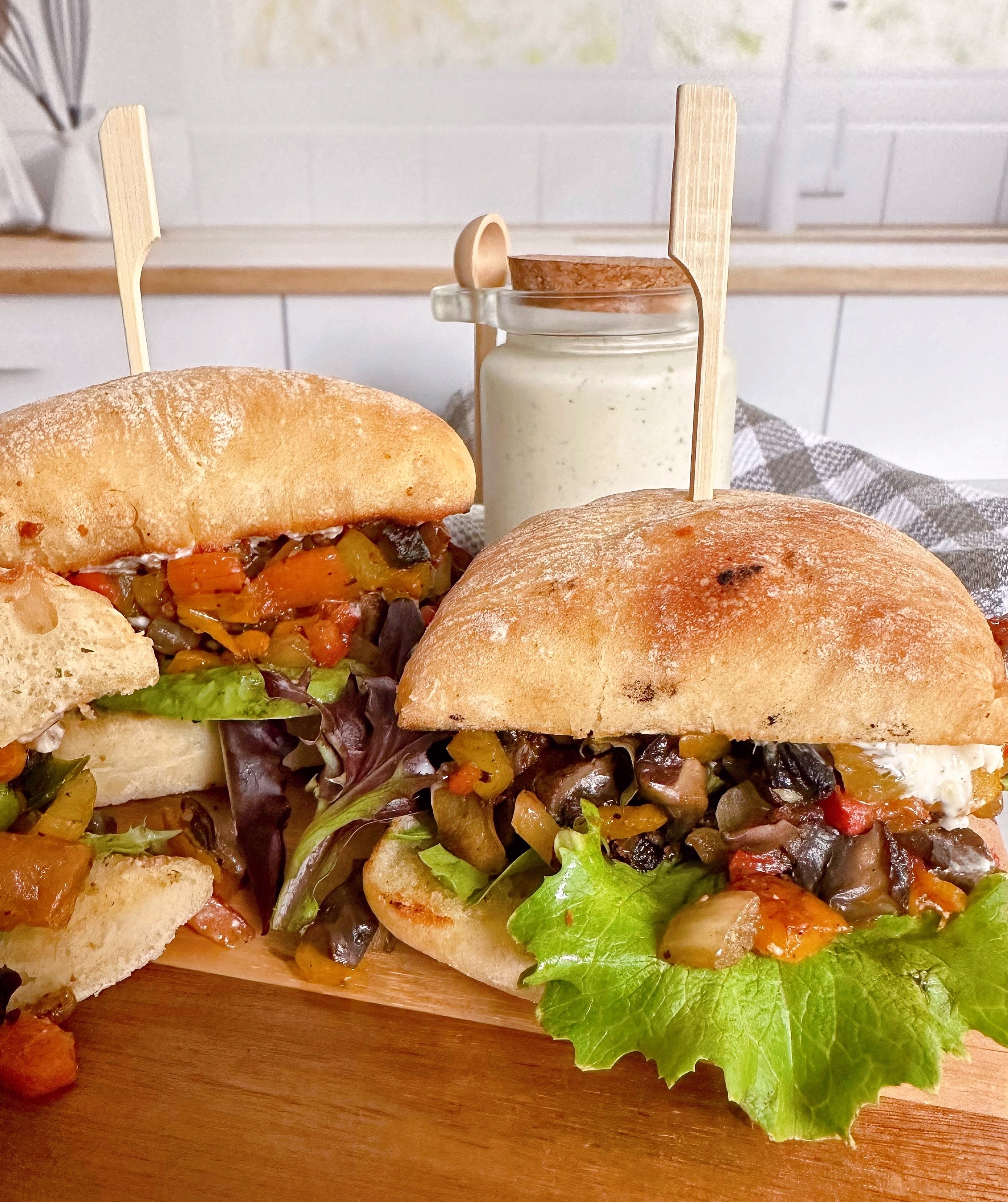 Grilled Greek Portobello Veggie Sandwich | Norine's Nest