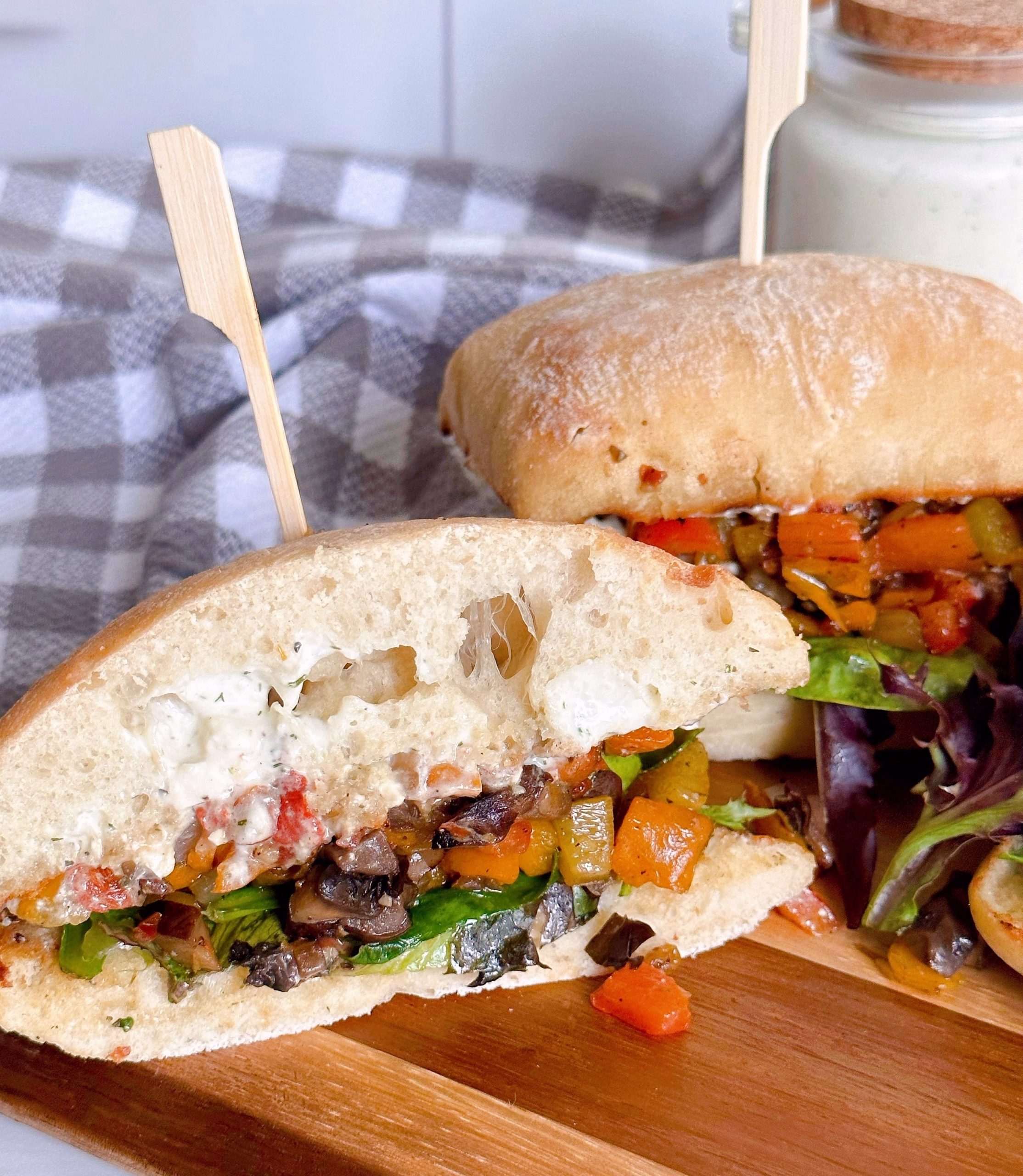 Grilled Greek Portobello Veggie Sandwich | Norine's Nest