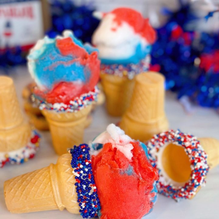 Patriotic Sprinkle Dipped Ice Cream Cones | Norine's Nest