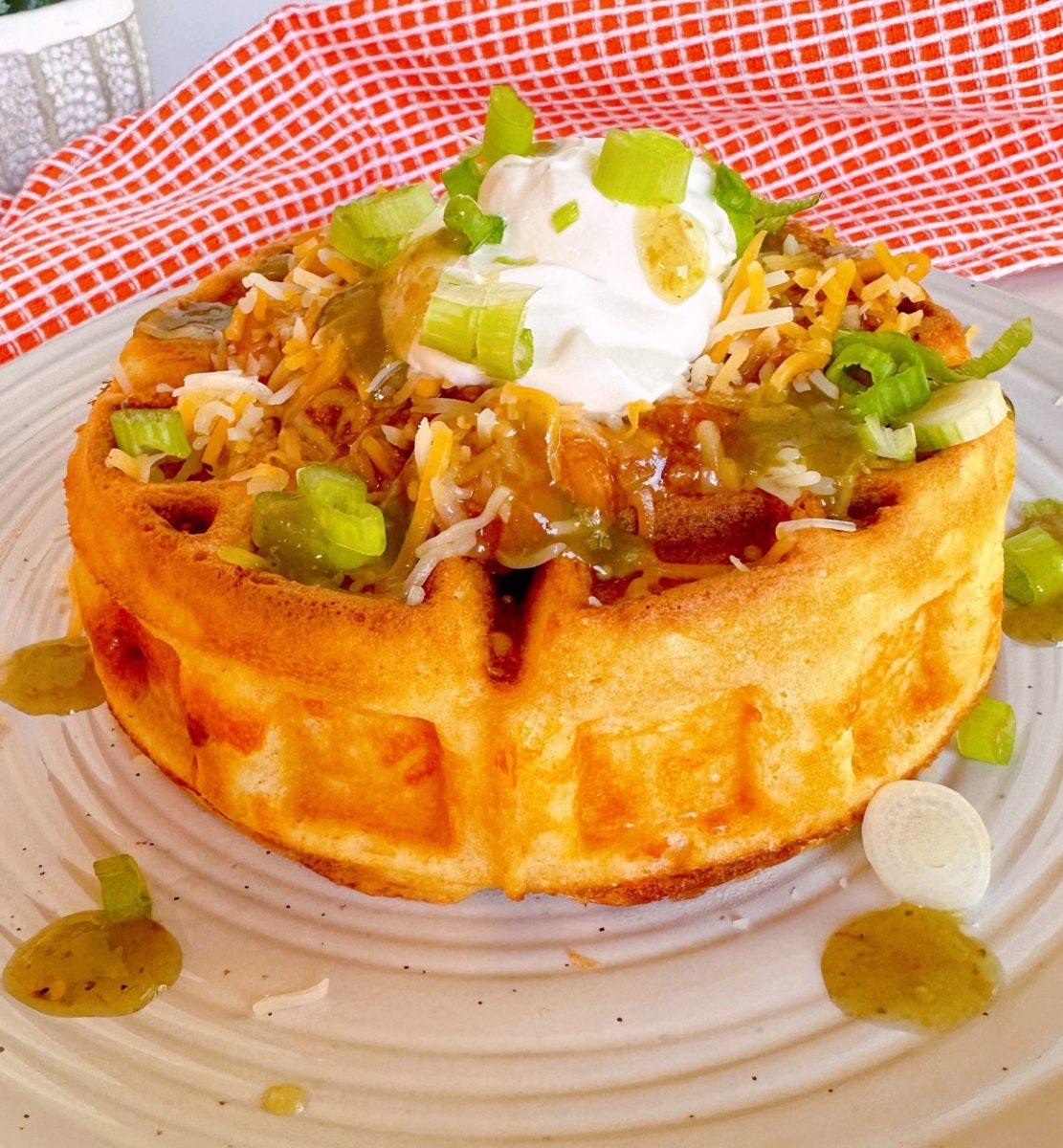 Cornbread Waffles Stuffed with Chili | Norine's Nest