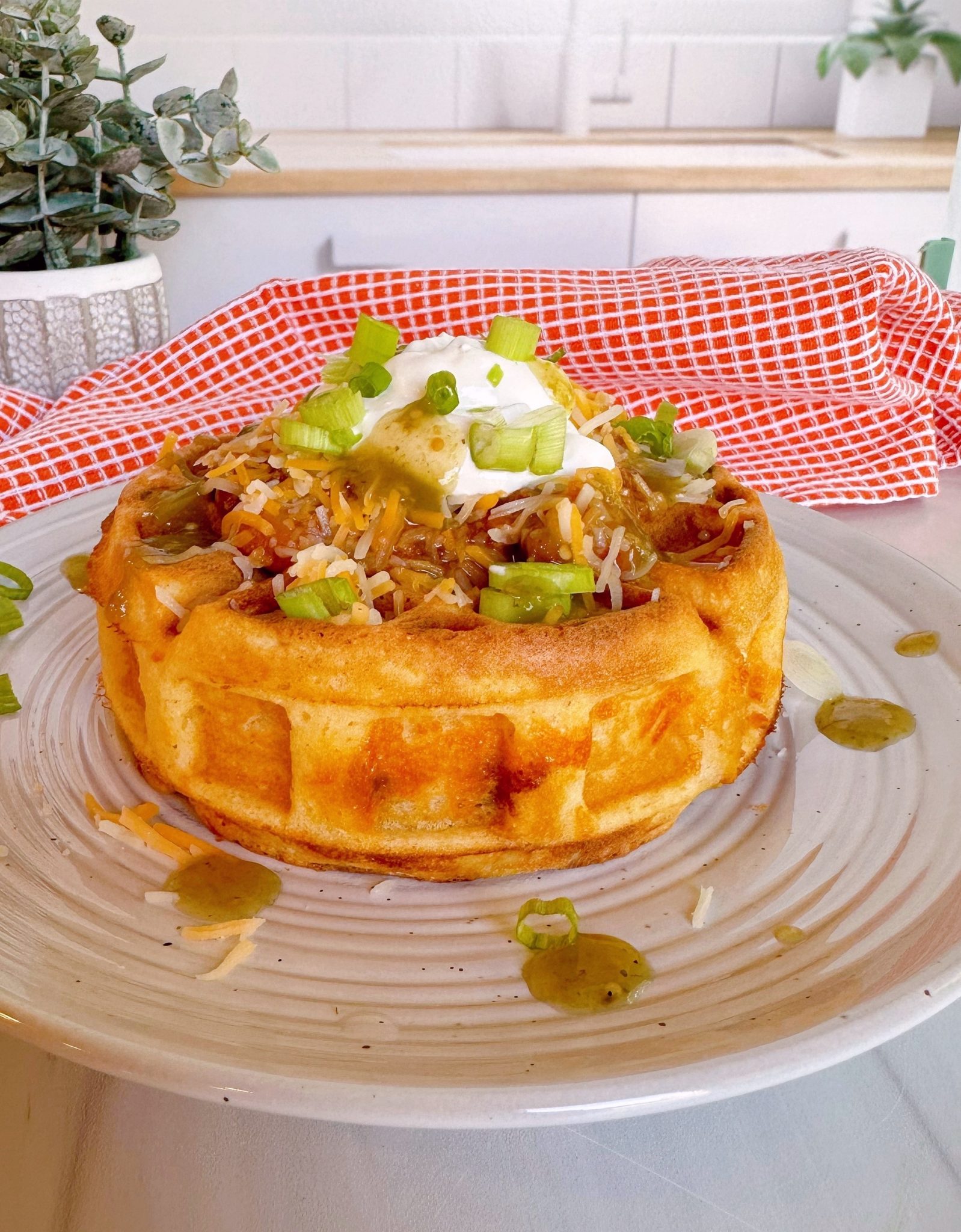 Cornbread Waffles Stuffed with Chili | Norine's Nest